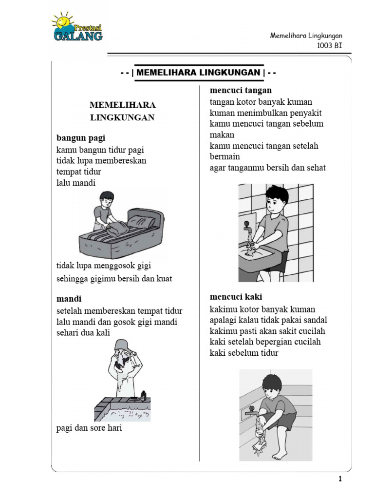 Kelas 1 BI Bab 3 Memelihara Lingkungan | PDF