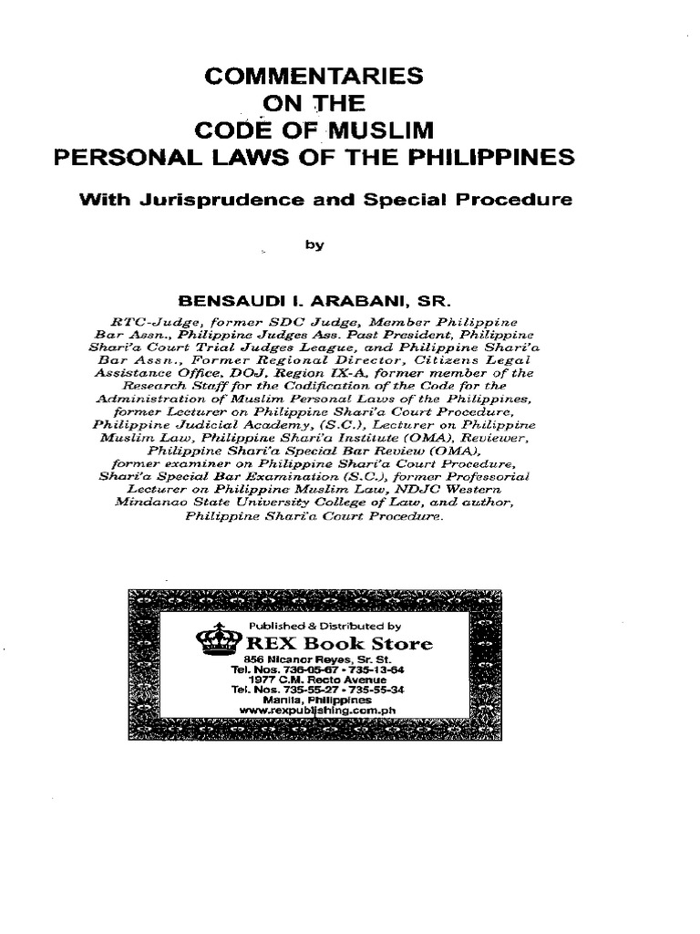 Commentaries On The Code of Muslim Personal Laws of The Philippines by ...