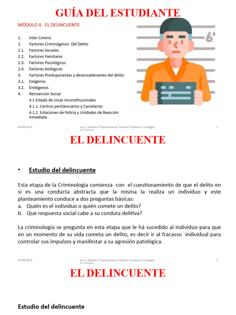 Guía II El Delincuente | PDF | Prisión | Crímenes