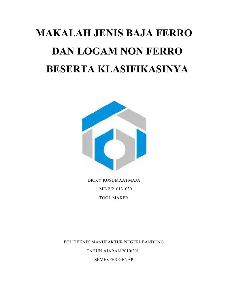 Makalah Jenis Baja Ferro Dan Logam Non Ferro Beserta Klasifikasinya | PDF