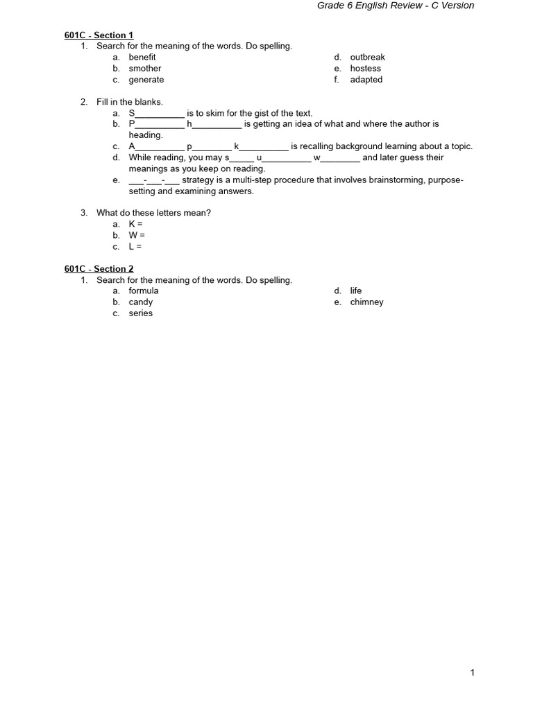 Eng G6 C version | PDF | English Language | Adverb
