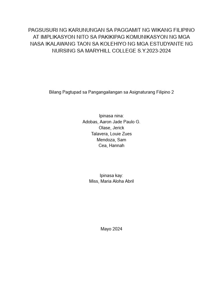 Research Proposal Filipino | PDF