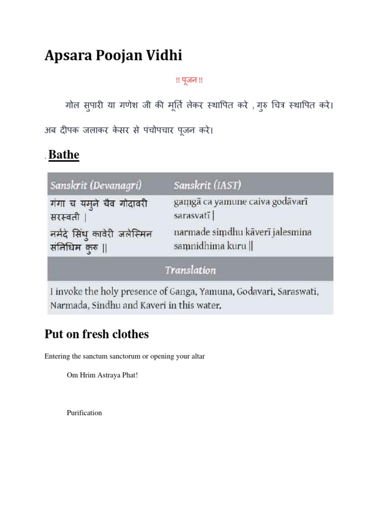 Apsara Poojan Vidhi | PDF