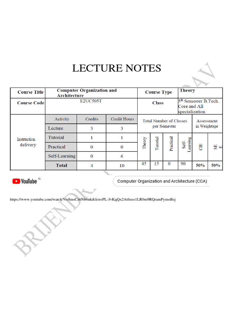 COA - Notes - UNIT 1 TO 5 | PDF | Computer Data Storage | Central ...
