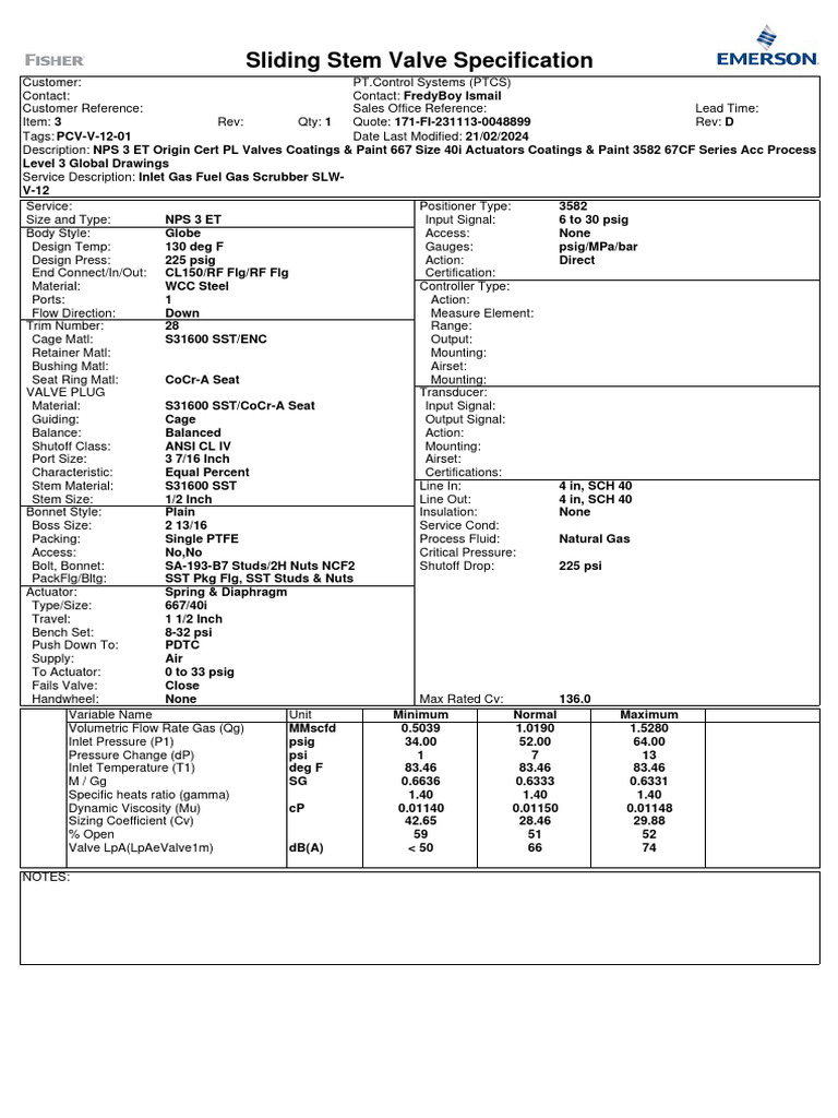 Sizing PCV | Download Free PDF | Valve | Process Engineering