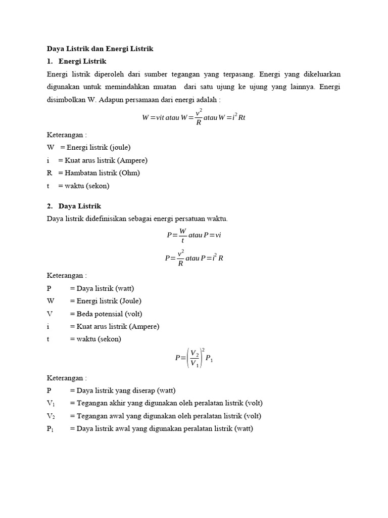 Daya Listrik Dan Energi Listrik | PDF | Sains & Matematika