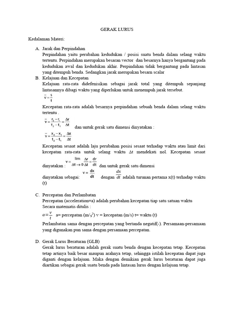 Gerak Lurus | PDF