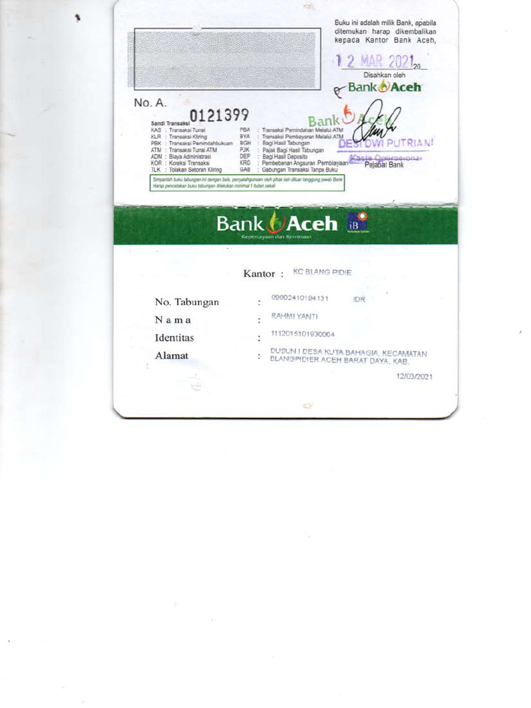 Buku Bank Aceh Rahmi Yanti | PDF