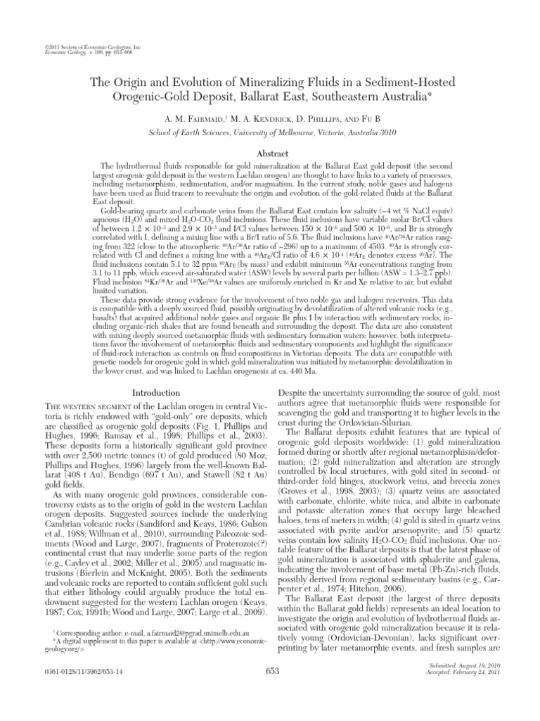 The Origin and Evolution of Mineralizing Fluids in A Sediment-Hosted ...