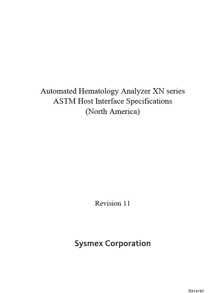 XN Series ASTM Host Interface Specifications - NA - Ver.11 (R314187 ...