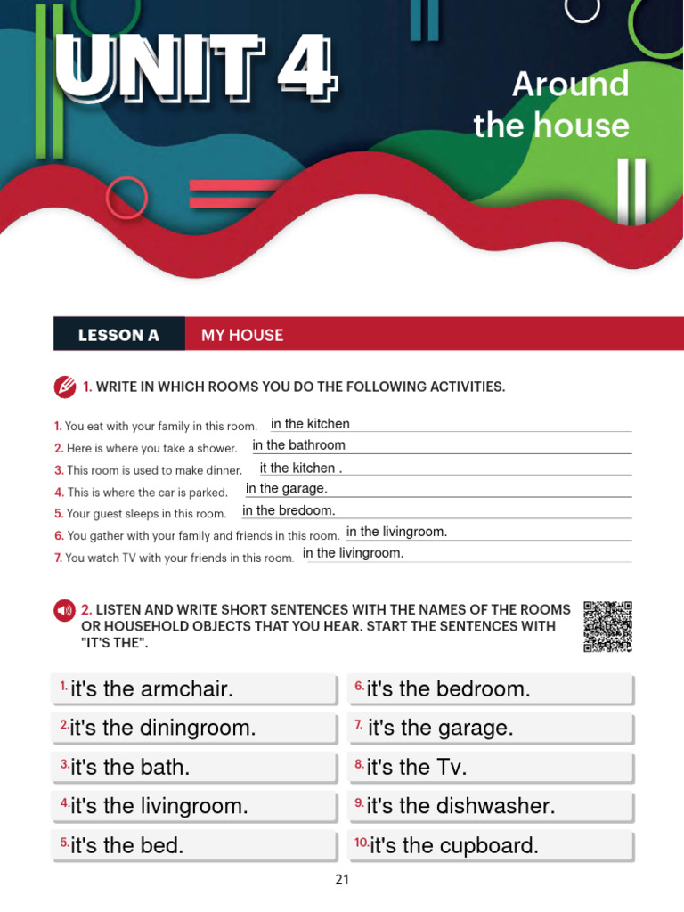 Workbook A1 Unit 4 - Share (Bueno) | PDF | Room | Bedroom