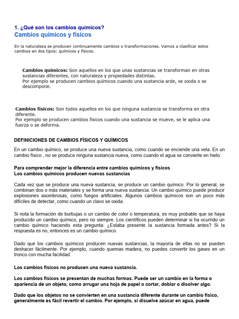 cambios quimicos y fisicos | Descargar gratis PDF | Sustancias químicas ...