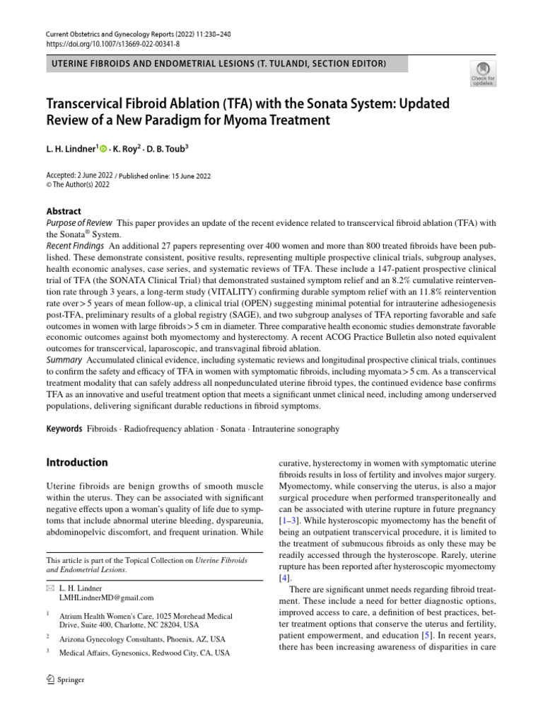 Transcervical Fibroid Ablation (TFA) With The Sonata System - Updated ...