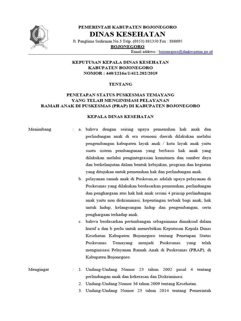 SK Prap Dinkes | PDF | Kesehatan Holistik