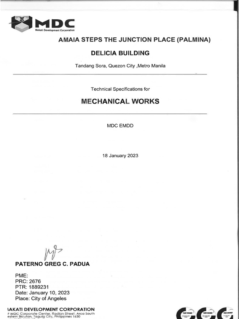 ASJ Delicia Mechanical Tech Specs | Download Free PDF | Duct (Flow) | Pipe (Fluid Conveyance)