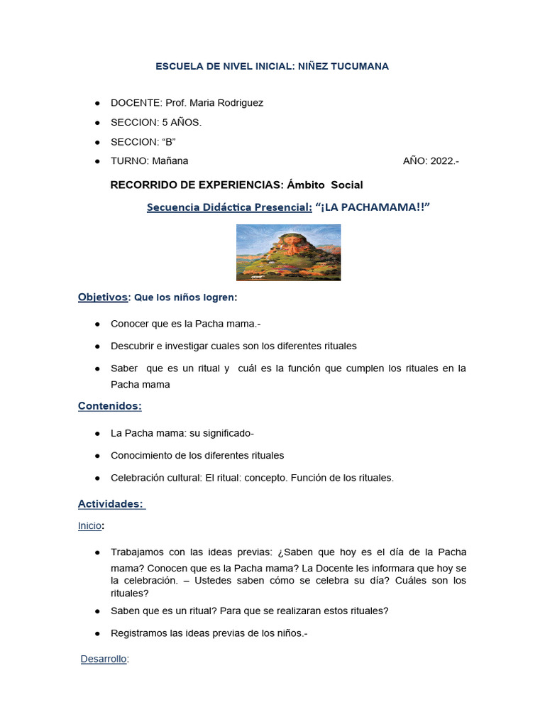 5 Años A SECUENCIA LA PACHAMAMA | PDF