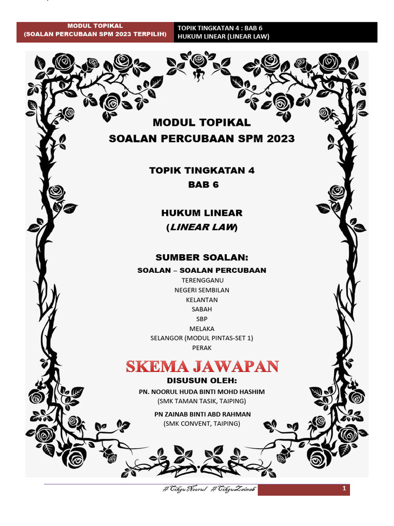 T4 Bab 6 Hukum Linear PSPM 2023 Skema | PDF