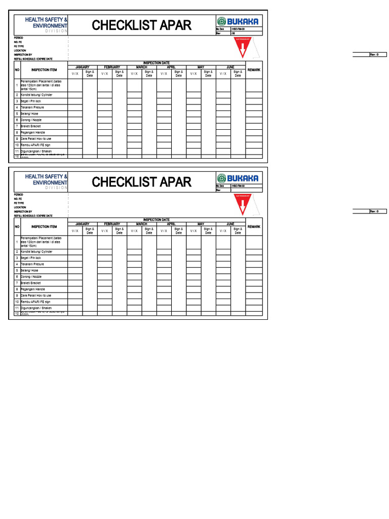 Hse FM 03 Checklist Apar | PDF