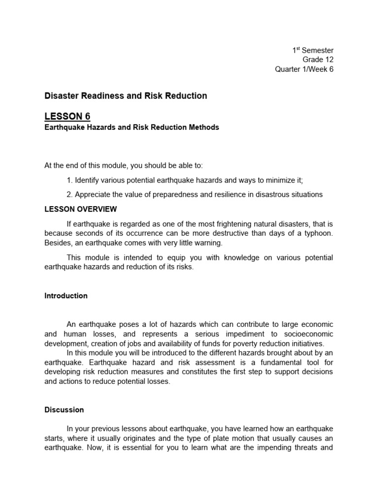 DRRR_week 6 | Download Free PDF | Earthquakes | Tsunami