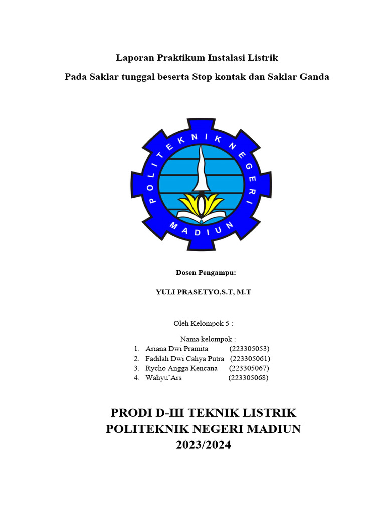 Laporan Praktikum Instalasi Listrik Kel 5 | PDF | Teknologi & Rekayasa