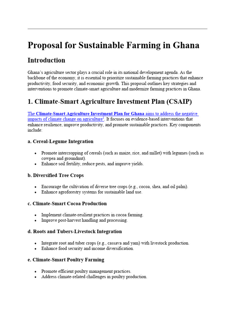Proposal For Sustainable Farming in Ghana | PDF | Agriculture | Sustainable Agriculture