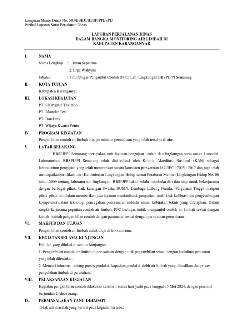 Laporan SPPD PT. Safarijunie, PT. Iskandartex, PT. Dan Liris, PT. Wijaya Kwarta | PDF