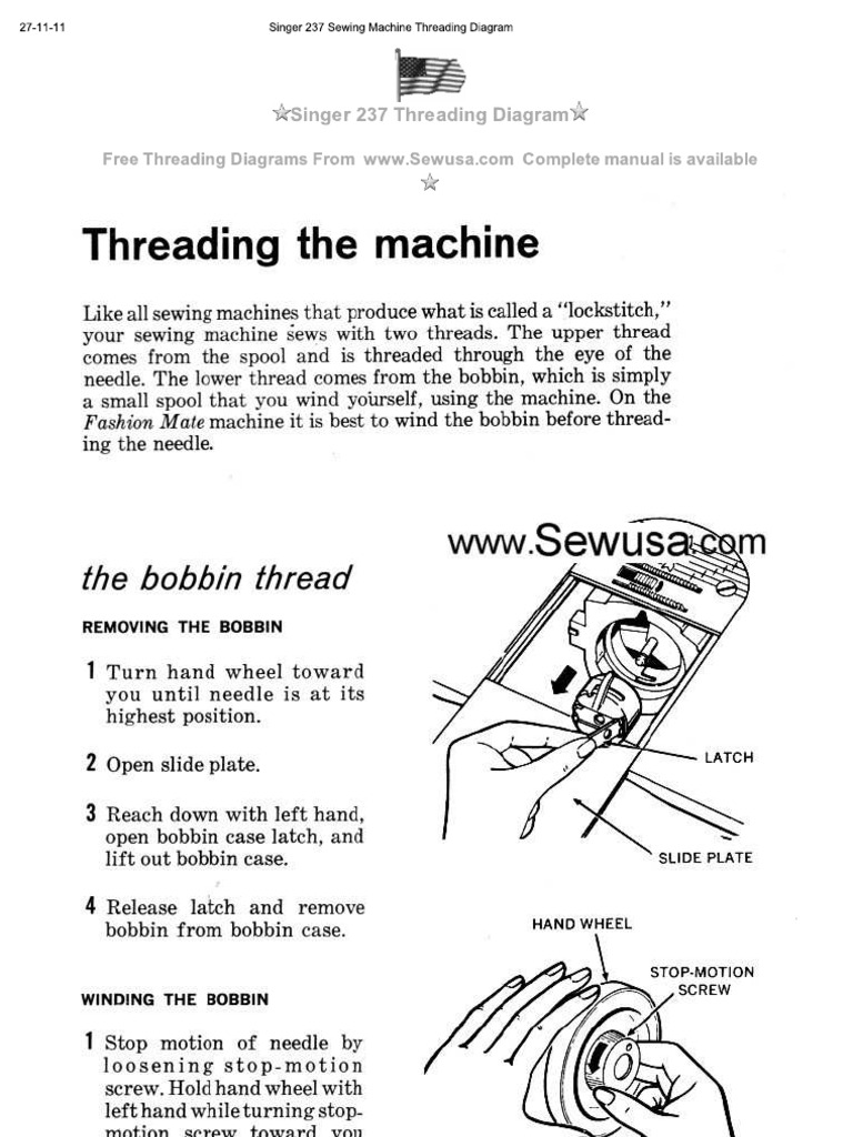 Singer 237 Sewing Machine Threading Diagram | PDF