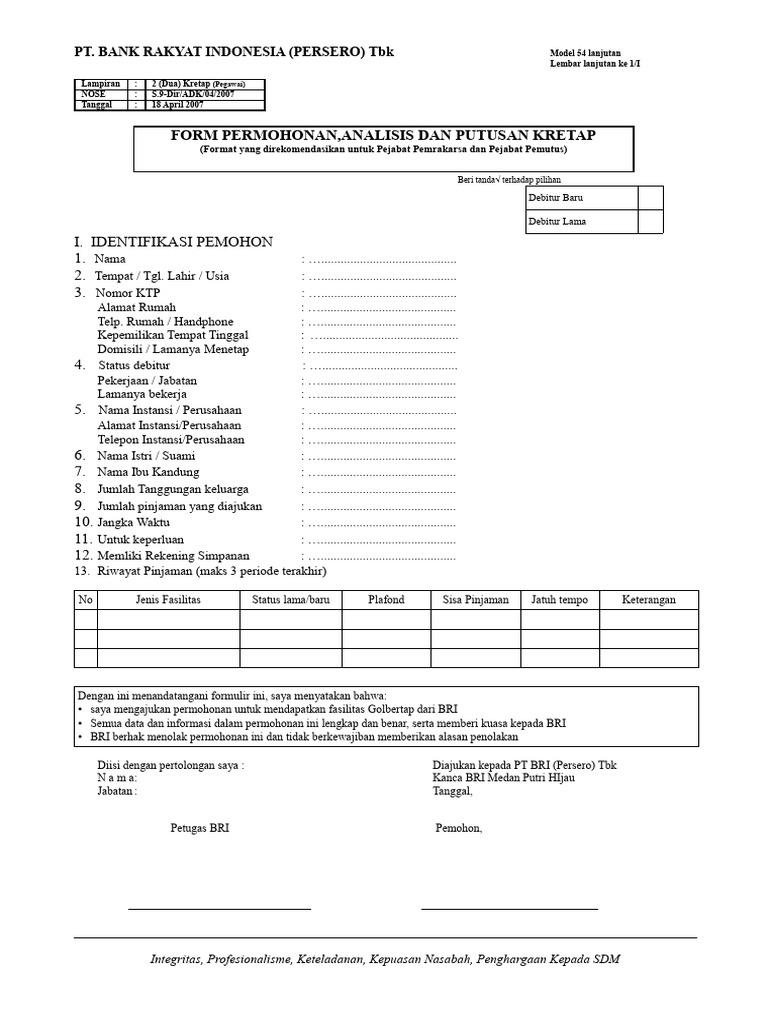 Form Bri | PDF | Karier & Perkembangan