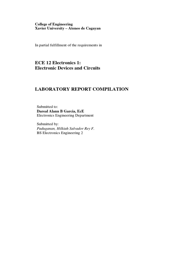 PADUGANAN ECE 12 Laboratory Report | PDF | Rectifier | P–N Junction