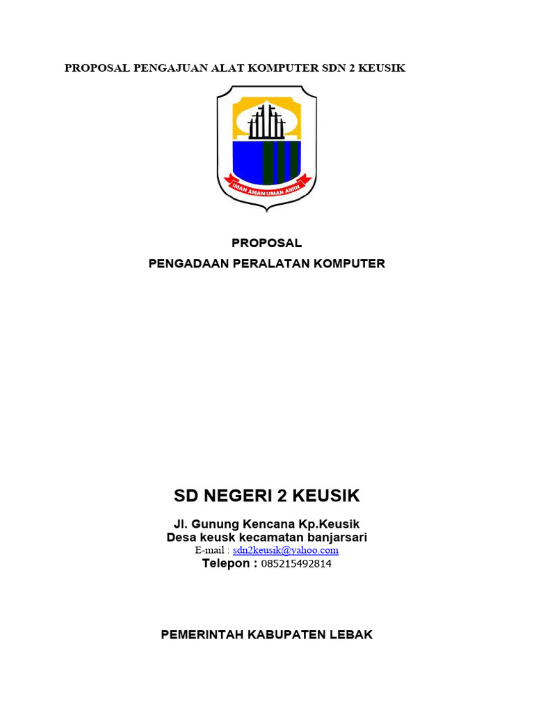 PROPOSAL PENGAJUAN ALAT KOMPUTER SDN 2 KEUSIK | PDF