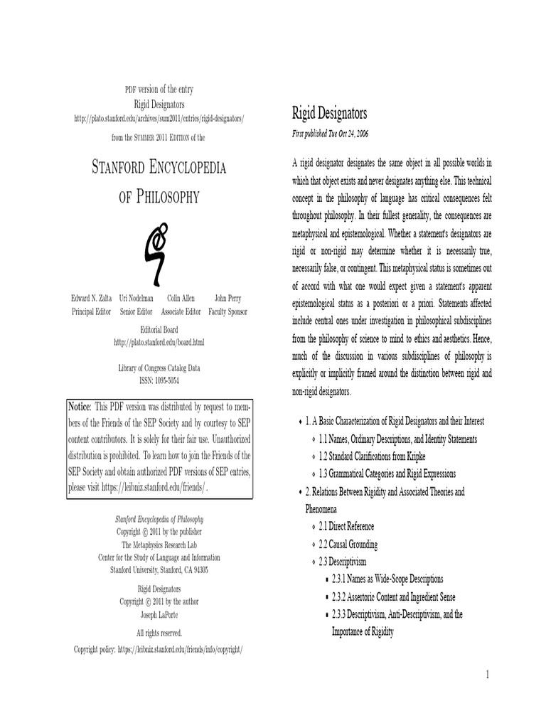 Rigid-Designators A4 | PDF | A Priori And A Posteriori | Proposition