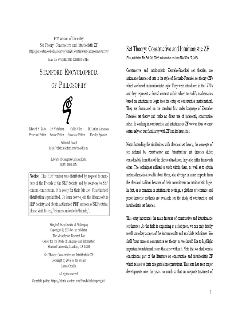 Set Theory Constructive A4 | PDF | Mathematical Logic | Axiom