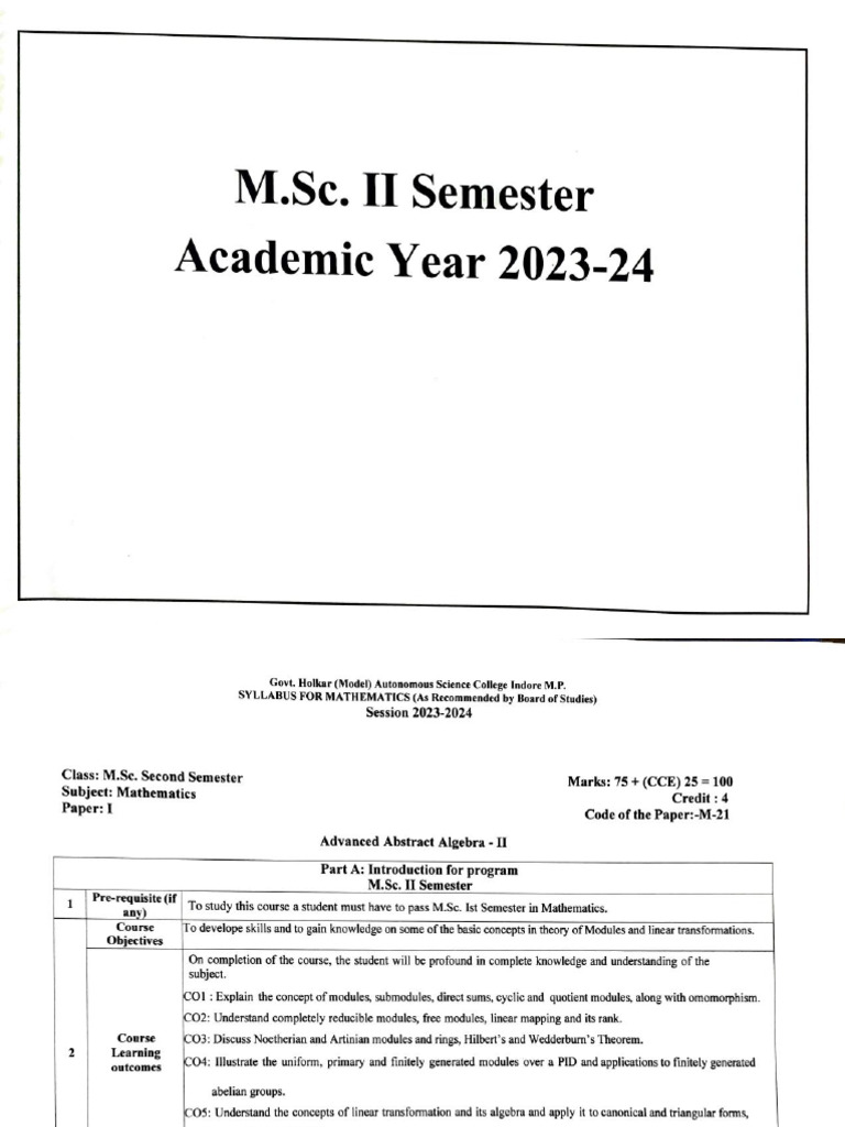 MSC - Ii Semester - Mathematics - 23 - 24 | PDF | Lebesgue Integration | Module (Mathematics)