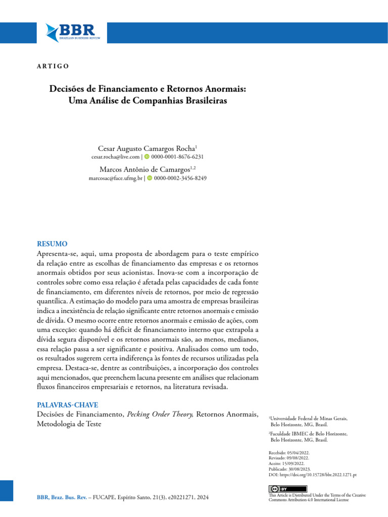 BBR-2022-1271.R1+PT-normalizado | PDF | Contabilidade | Investimentos