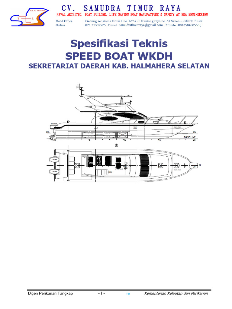 Spesifikasi Teknis Speed Boat WKDH | PDF | Teknologi & Rekayasa