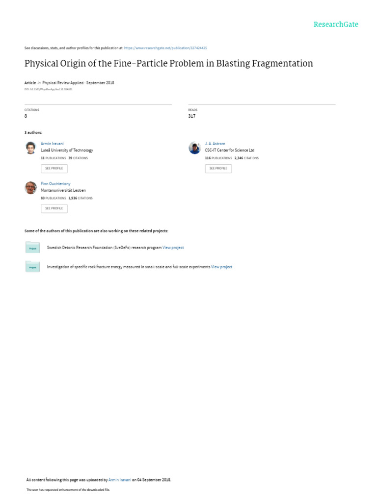 Physical Origin of The Fine-Particle Problem in Blasting Fragmentation ...