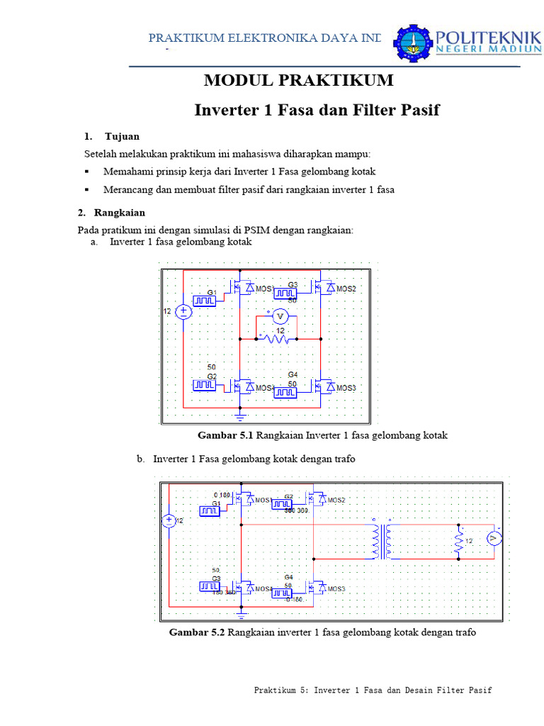 Modul Praktikum Inverter 1 Fasa dengan Filter | PDF
