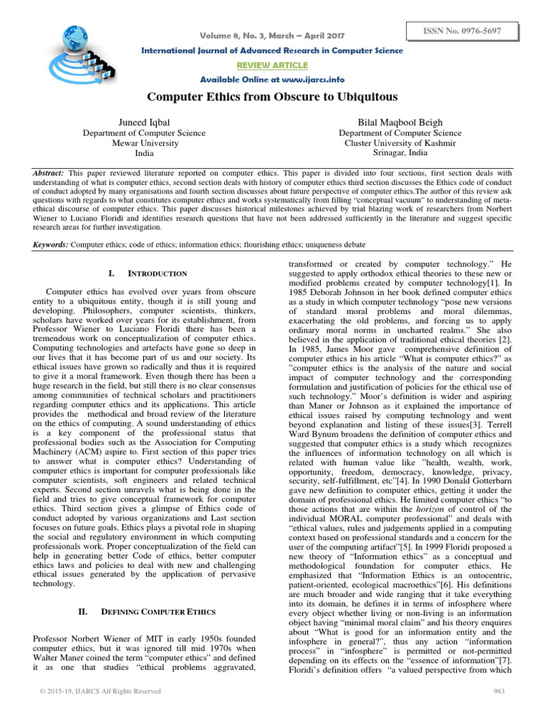 Computer Ethics Evolution Review | PDF | Software Engineering | Information