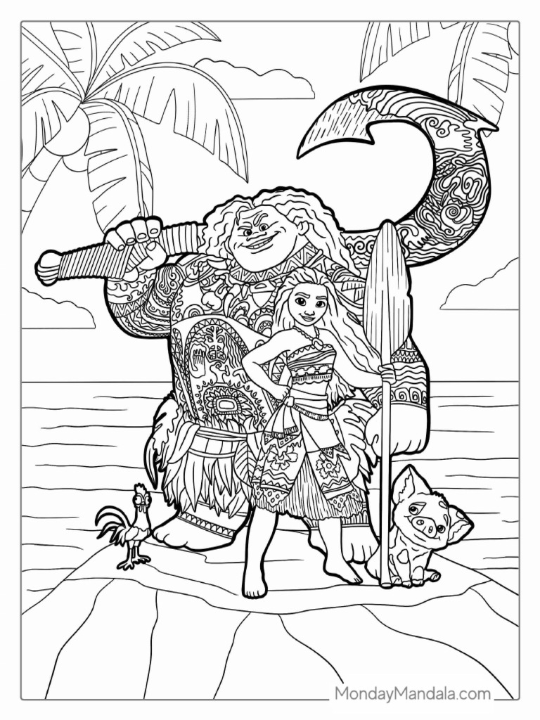 Pau Hei Hei. Moana. and Maui To Color | PDF