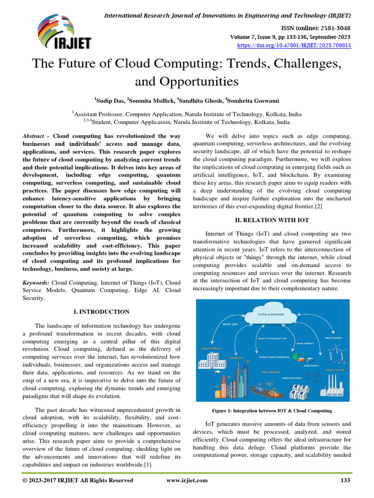 Future of Cloud Computing in IoT | PDF | Cloud Computing | Internet Of Things