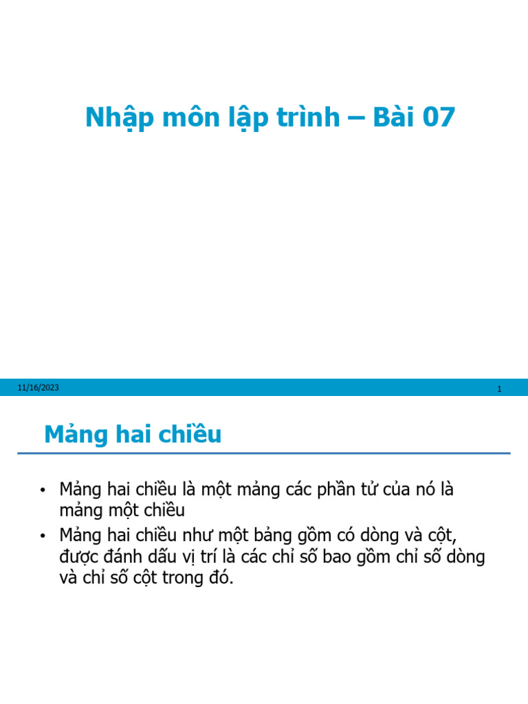 Lec07-Multidimensional Array, Pointer EP1 | PDF