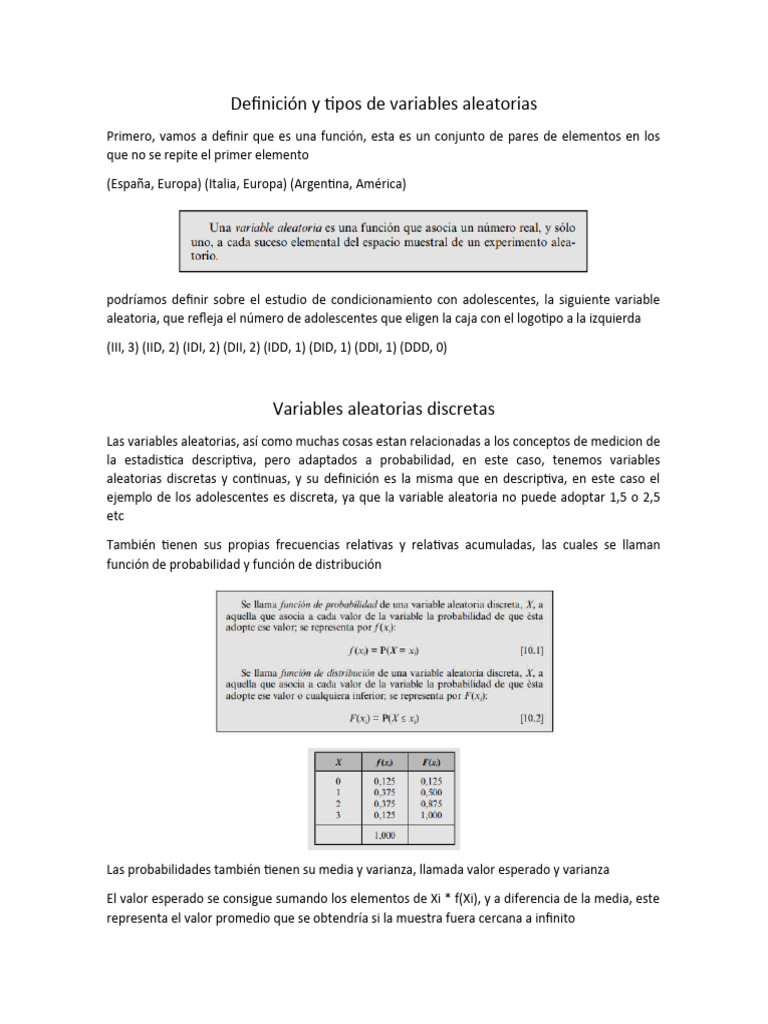 Variables Aleatorias | PDF | Diferencia | Variable aleatoria