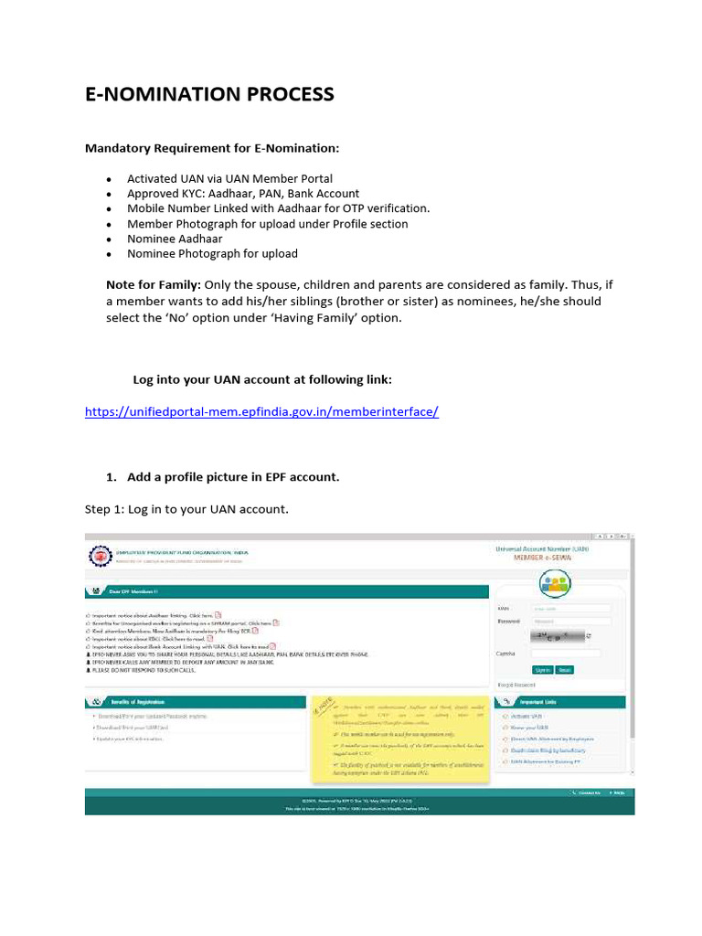 E-Nomination Process For EPF UAN | Download Free PDF | Software | Computing