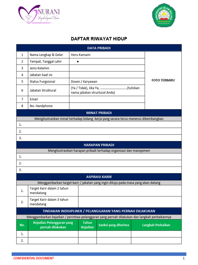 Form CV - Nama Peserta | PDF