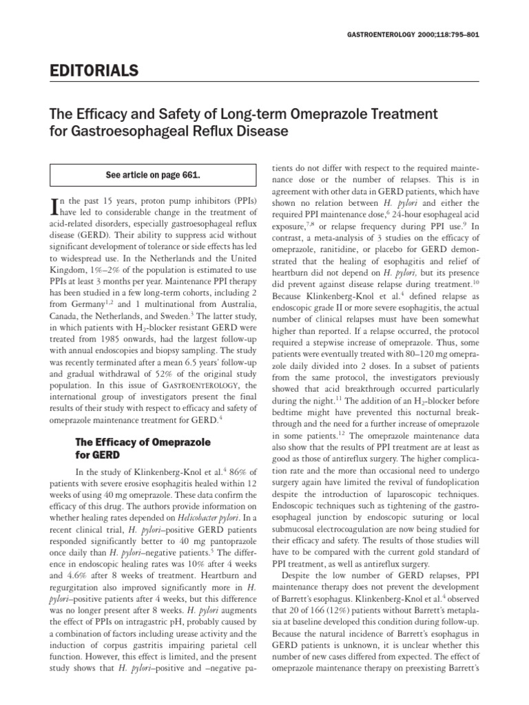 The Efficacy and Safety of Long Term Omeprazole TR | PDF ...