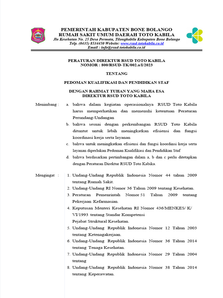 Pedoman Kualifikasi Dan Pendidikan Staf | PDF