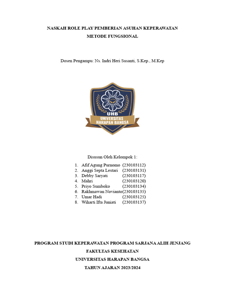 Naskah Role Play Pemberian Asuhan Keperawatan | PDF | Kesehatan Holistik