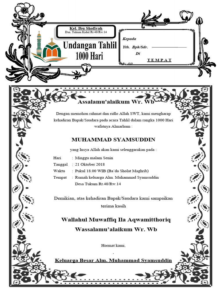 Undangan 1000 Hari | PDF