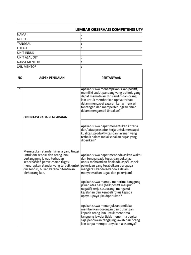 Lembar Observasi Mentor | PDF