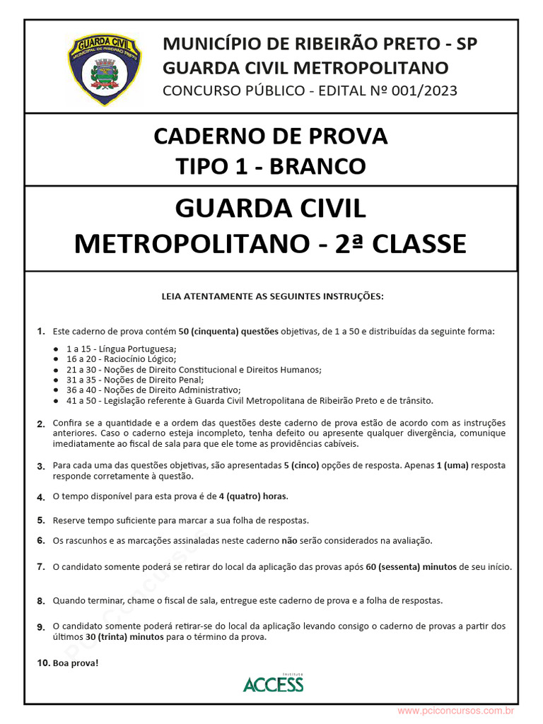Guarda Civil Metropolitano 2 Classe | PDF | Polícia | Sentença (jurídico)